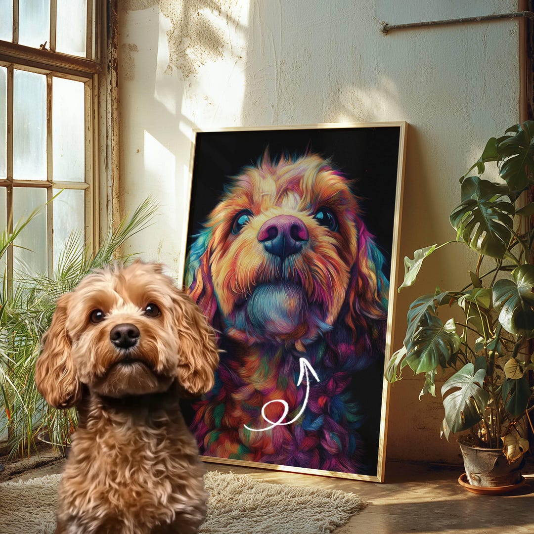 Custom Dog Portrait Colorful Chalk Style Gallery-quality Print Pet ...