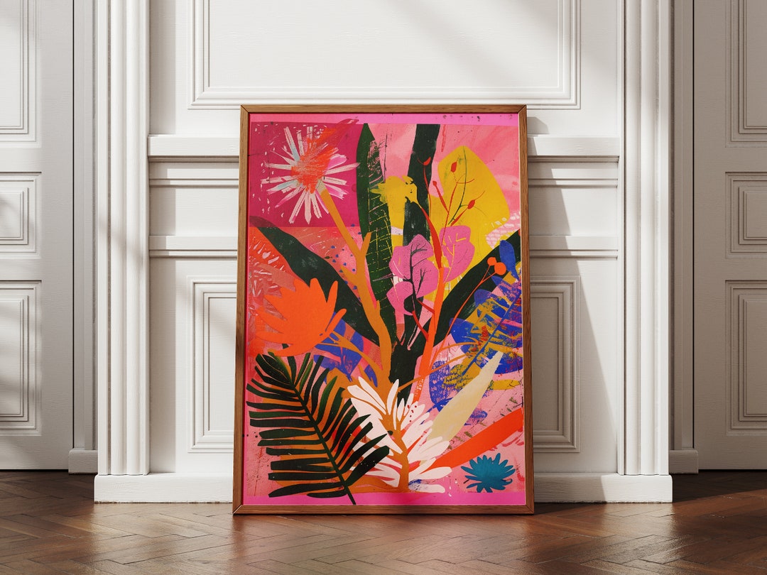 Abstract Matisse Floral Collage Wall Art Print Bold Modern Surreal ...