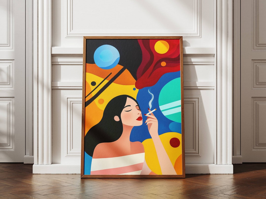 Retro Space Pin-up Wall Art Print Surreal Sci-fi Vintage Poster for ...
