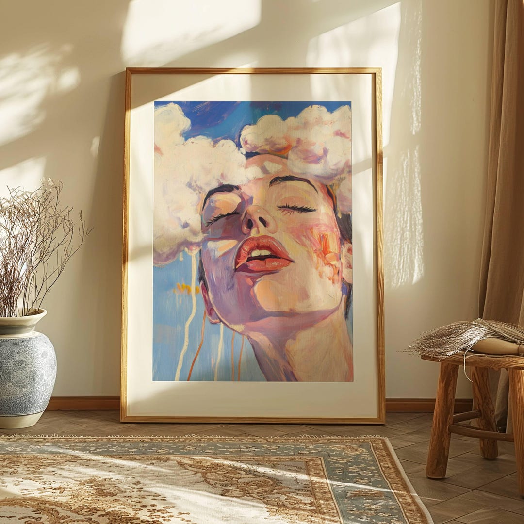 Mindless Surreal Portrait Woman With Cloud Vision Exhibition-quality ...