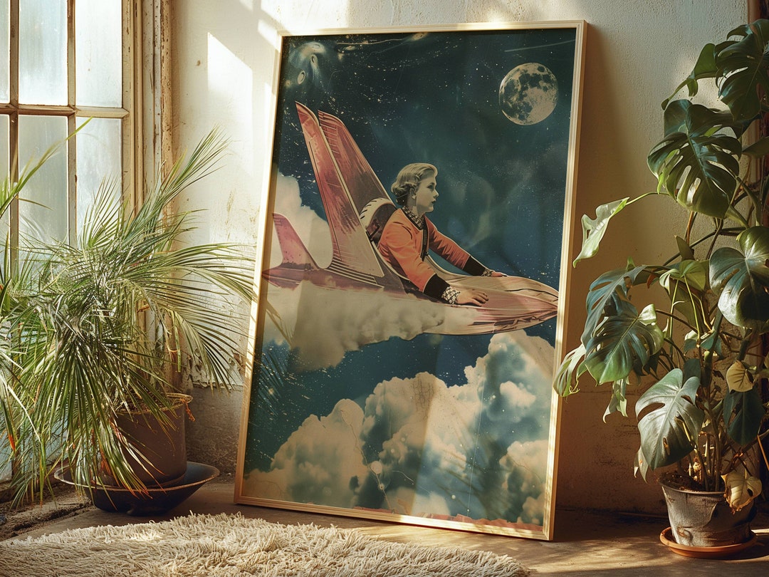 Large Vintage Wall Art Print Sizes A3 to A1 First Flight Trippy Retro ...
