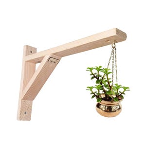 Natural Wooden Wall Flower Pot Cage Hanger Shelf Stand Durable 35x25cm ...