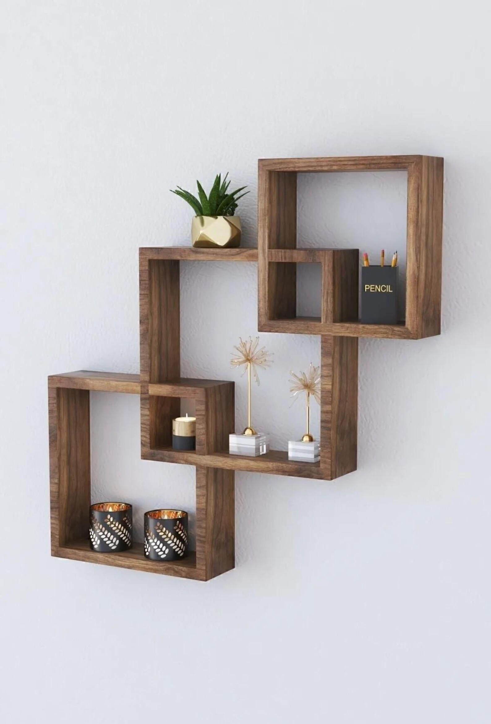 Triple Square Wall Shelf With Interlocking Frame - Etsy