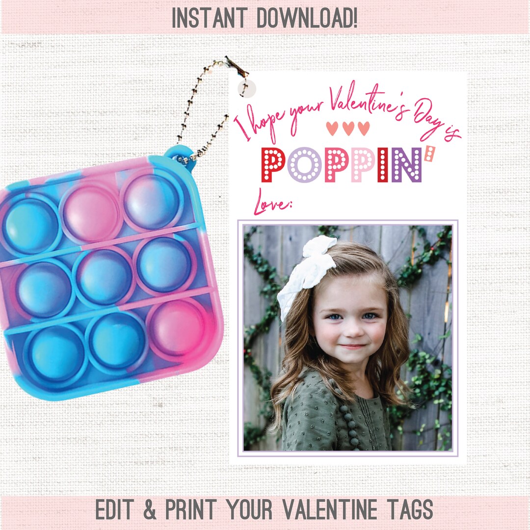Pop It Photo Personalized Popit Printable Valentines Instant Download ...