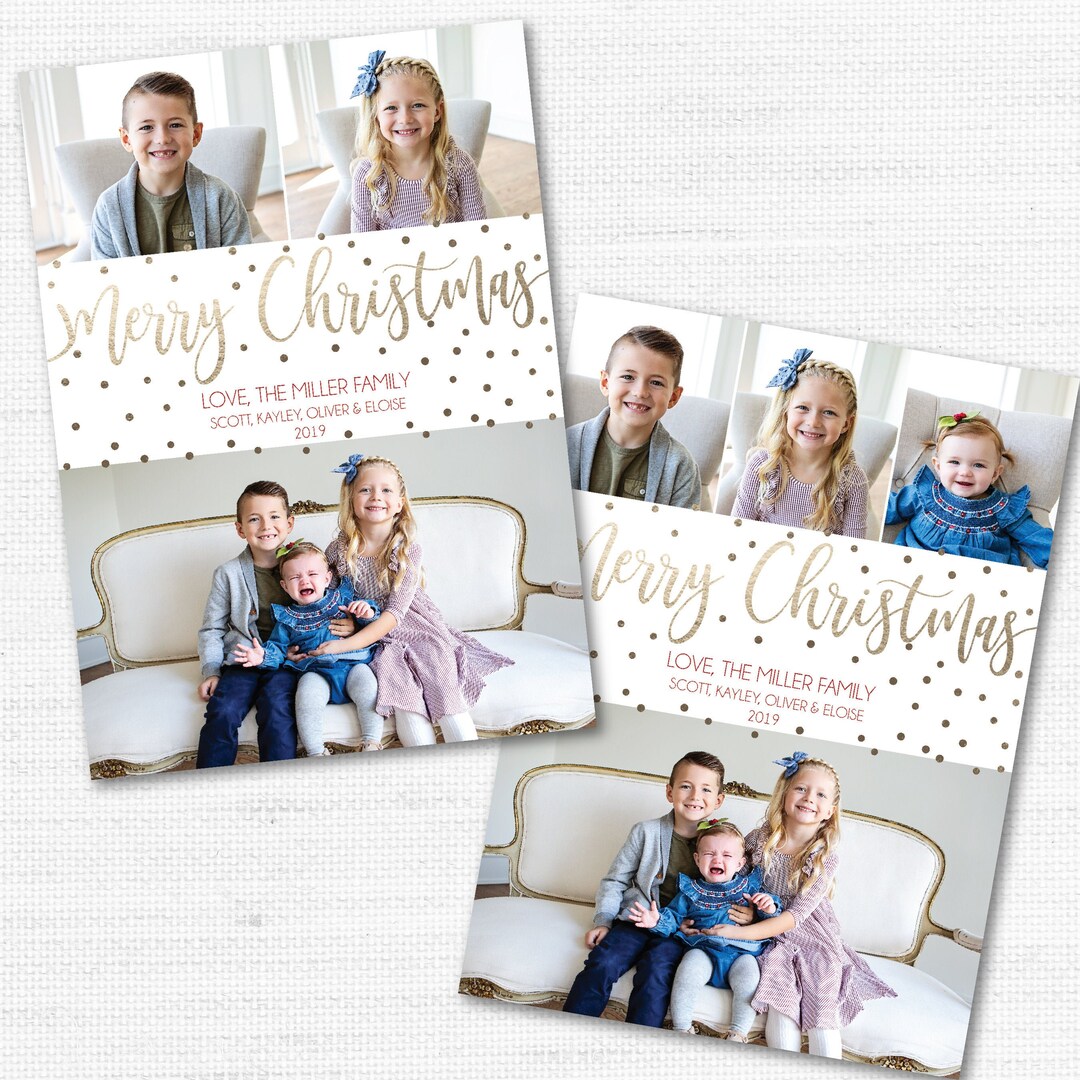 Instant Download Editable Custom Photo Christmas Card Golden Merry - Etsy