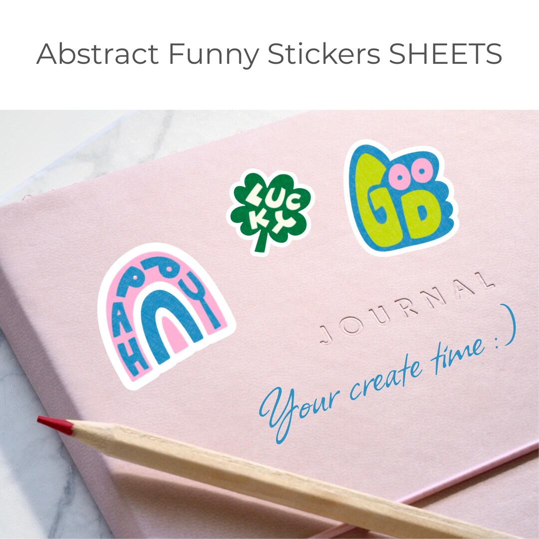 Abstract Funny Stickers: A5 Printable Sticker Sheets (digital Download ...