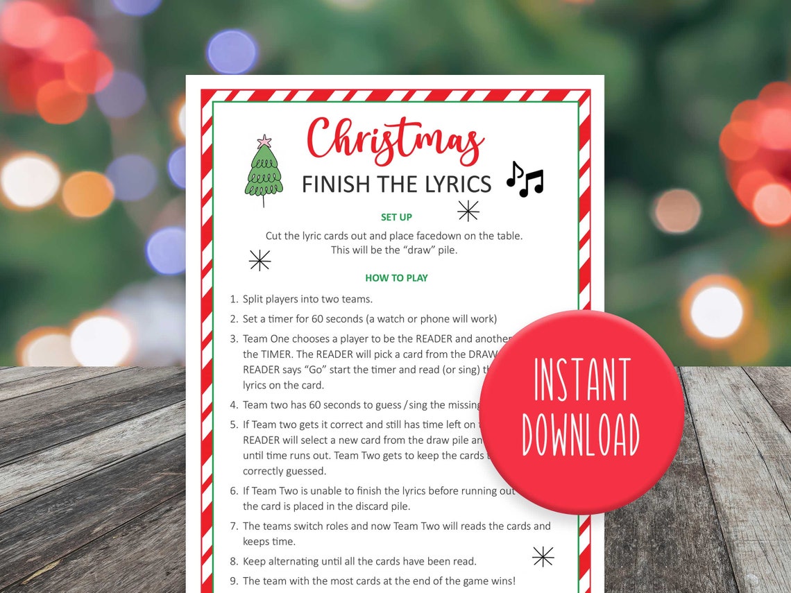 Finish the Christmas Lyrics Game - Christmas Lyrics Game - Christmas ...