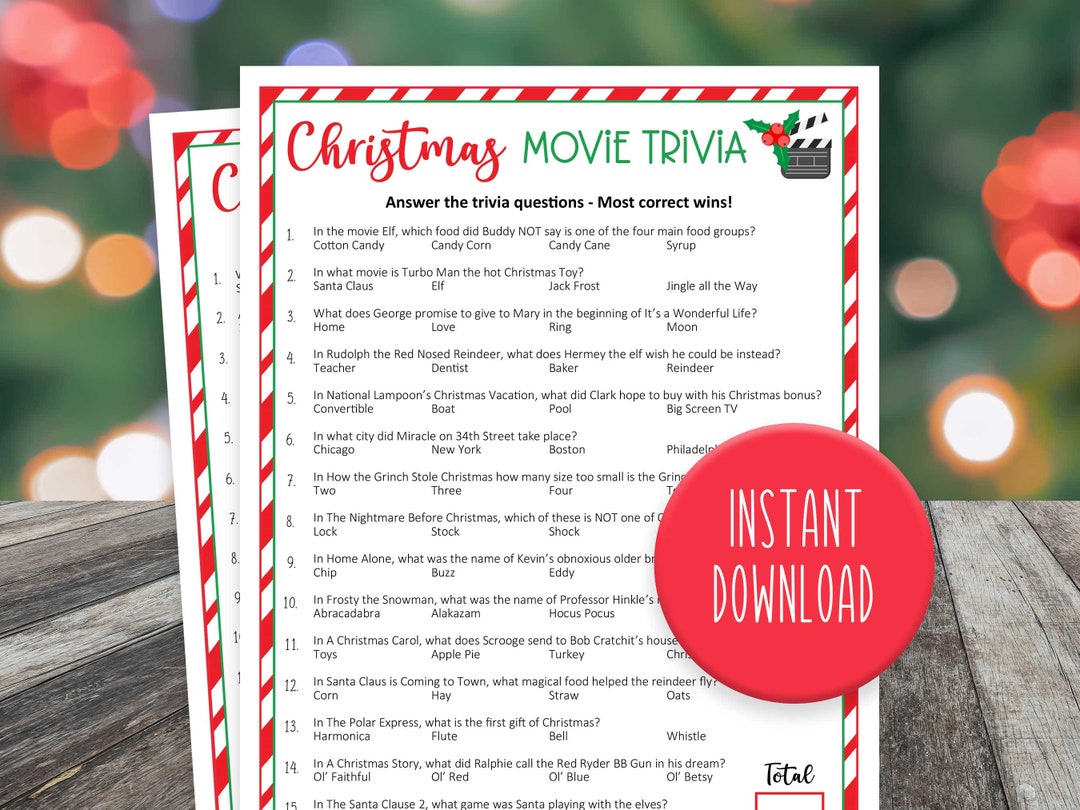 Christmas Movie Trivia Game - Printable Christmas Trivia Game ...