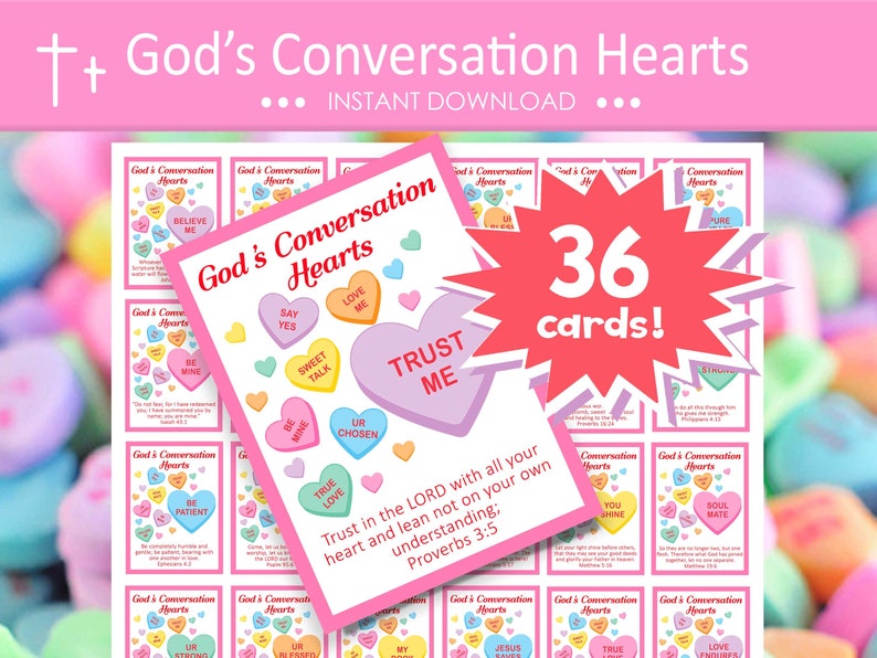 Conversation Hearts Valentine Cards - Bible Verse Valentine Cards ...