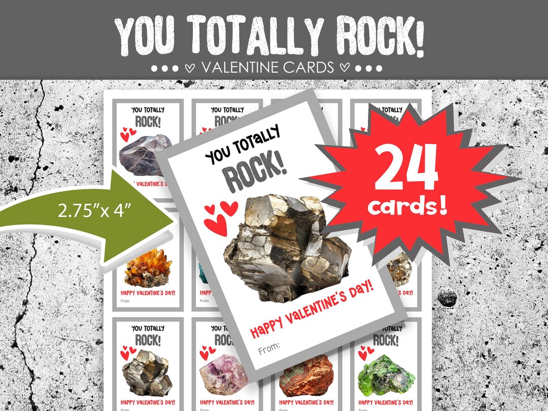 Rock Valentine Cards - Geode Valentine Cards - Kids Valentine Cards ...