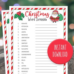 Christmas Word Scramble - Christmas Word Search - Christmas Word Puzzle ...
