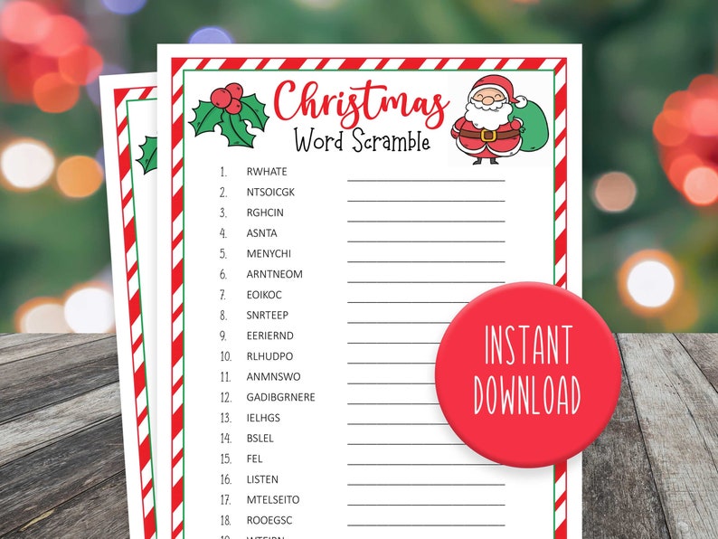 Christmas Word Scramble - Christmas Word Search - Christmas Word Puzzle ...