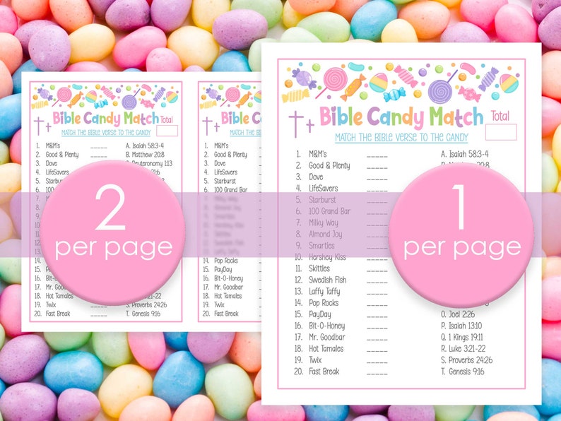 Bible Candy Match Game - Bible Verse Game - Sunday School Game ...