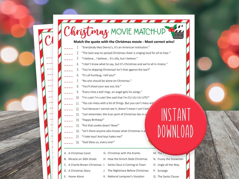 Christmas Movie Trivia Game - Christmas Trivia Game - Christmas Movie ...