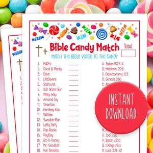 Bible Candy Match Game - Bible Verse Game - Sunday School Game ...