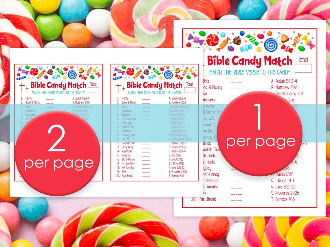 Bible Candy Match Game - Bible Verse Game - Sunday School Game ...