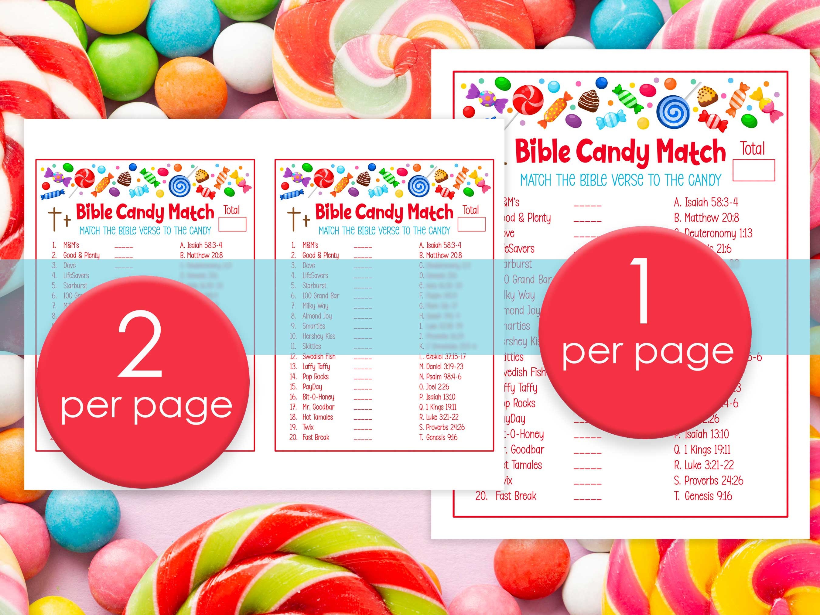 Bible Candy Match Game - Bible Verse Game - Sunday School Game ...