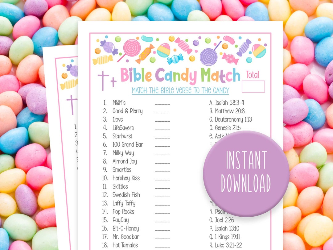 Bible Candy Match Game - Bible Verse Game - Sunday School Game ...