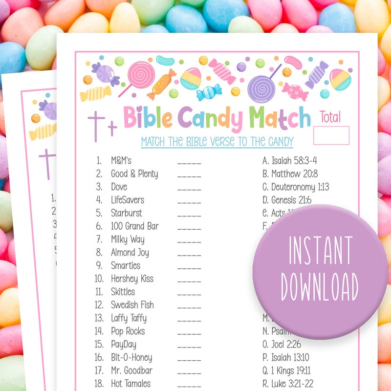 Bible Candy Match Game - Etsy