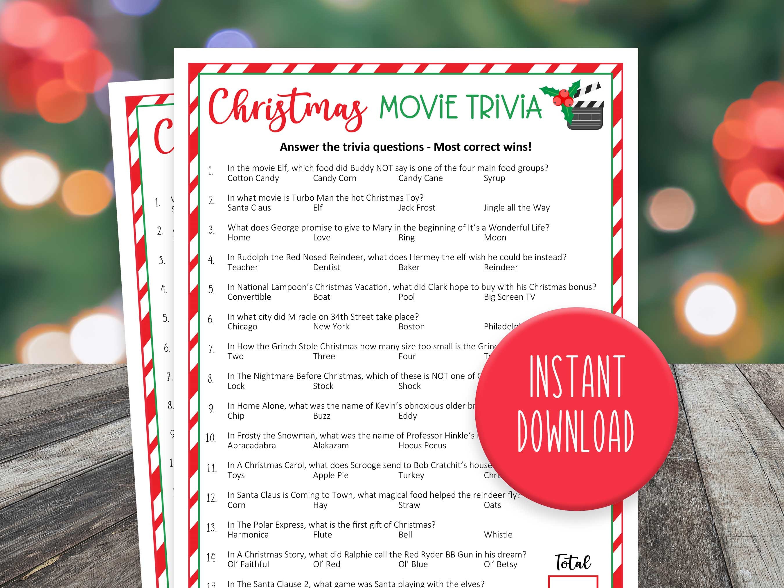 Christmas Movie Trivia Game - Christmas Trivia Game - Christmas Movie ...