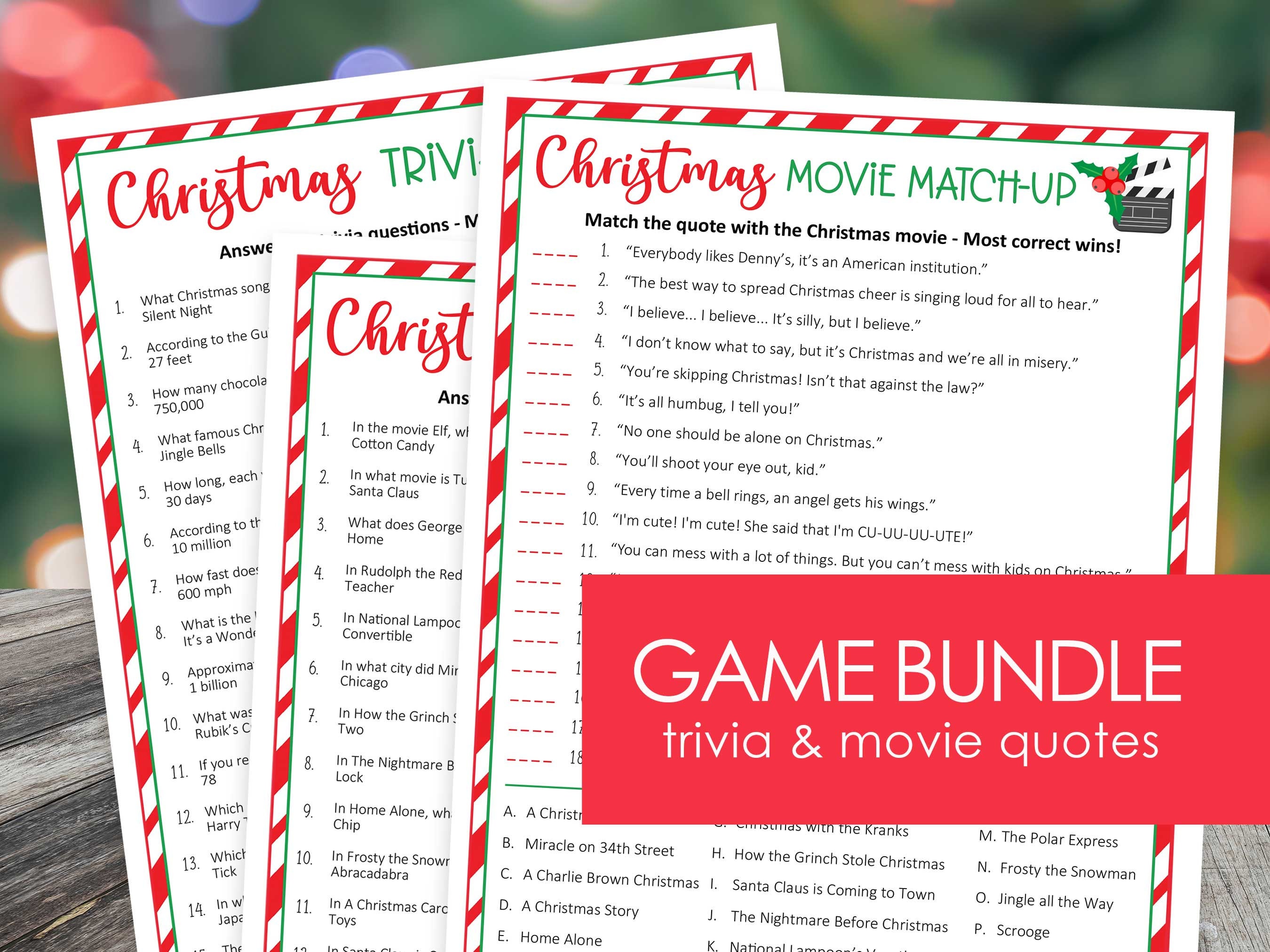 Christmas Movie Trivia Game Christmas Trivia Game Christmas Movie Game ...