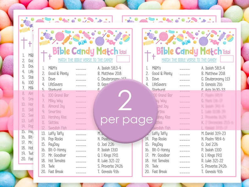 Bible Candy Match Game - Bible Verse Game - Sunday School Game ...