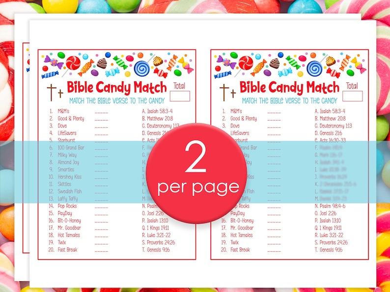 Bible Candy Match Game - Bible Verse Game - Sunday School Game ...