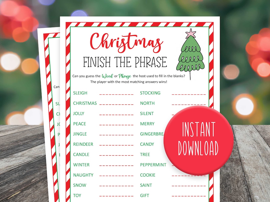 Christmas Finish the Phrase Game - Christmas Phrase Game - Christmas ...
