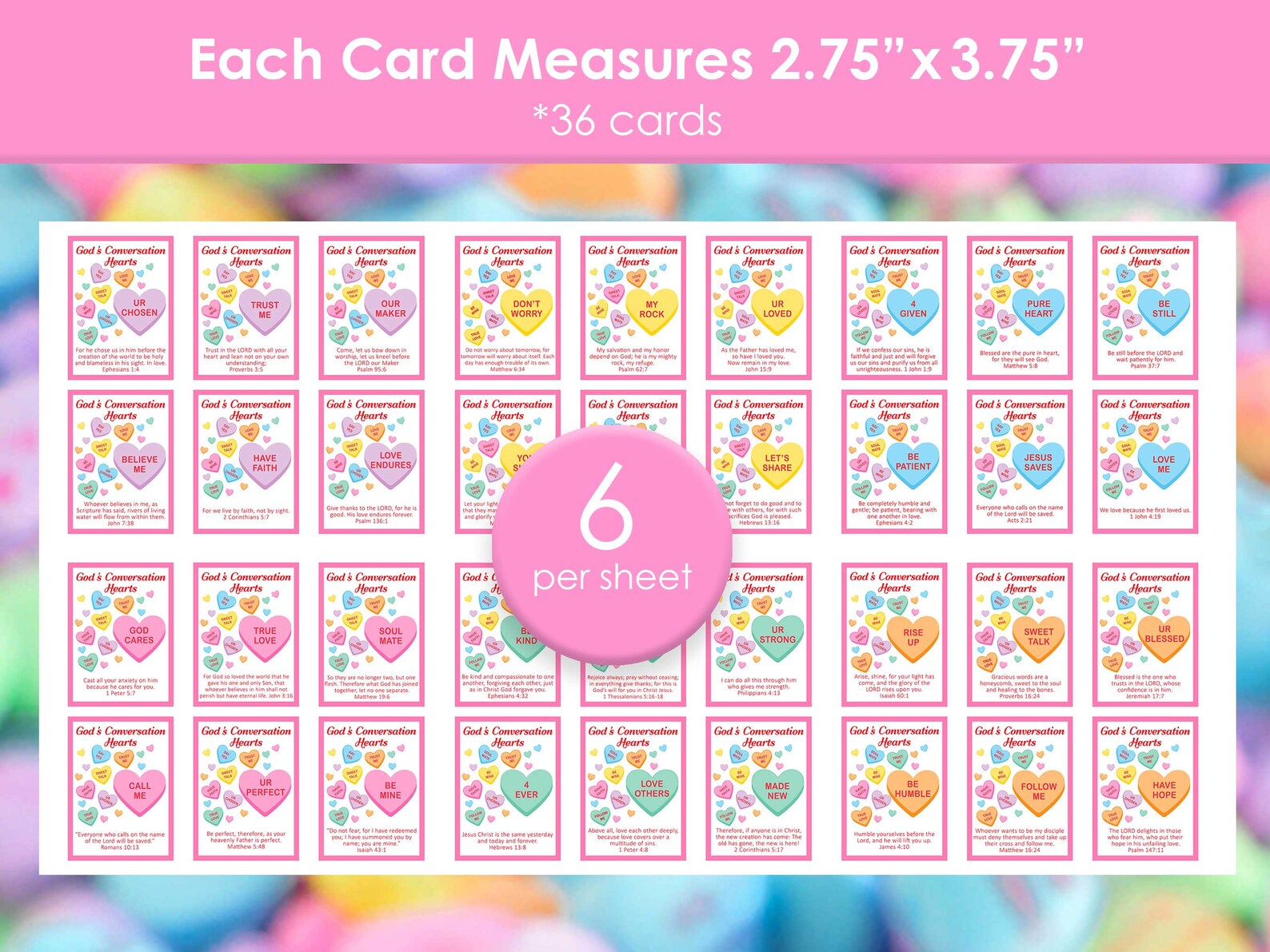 Conversation Hearts Valentine Cards - Bible Verse Valentine Cards ...