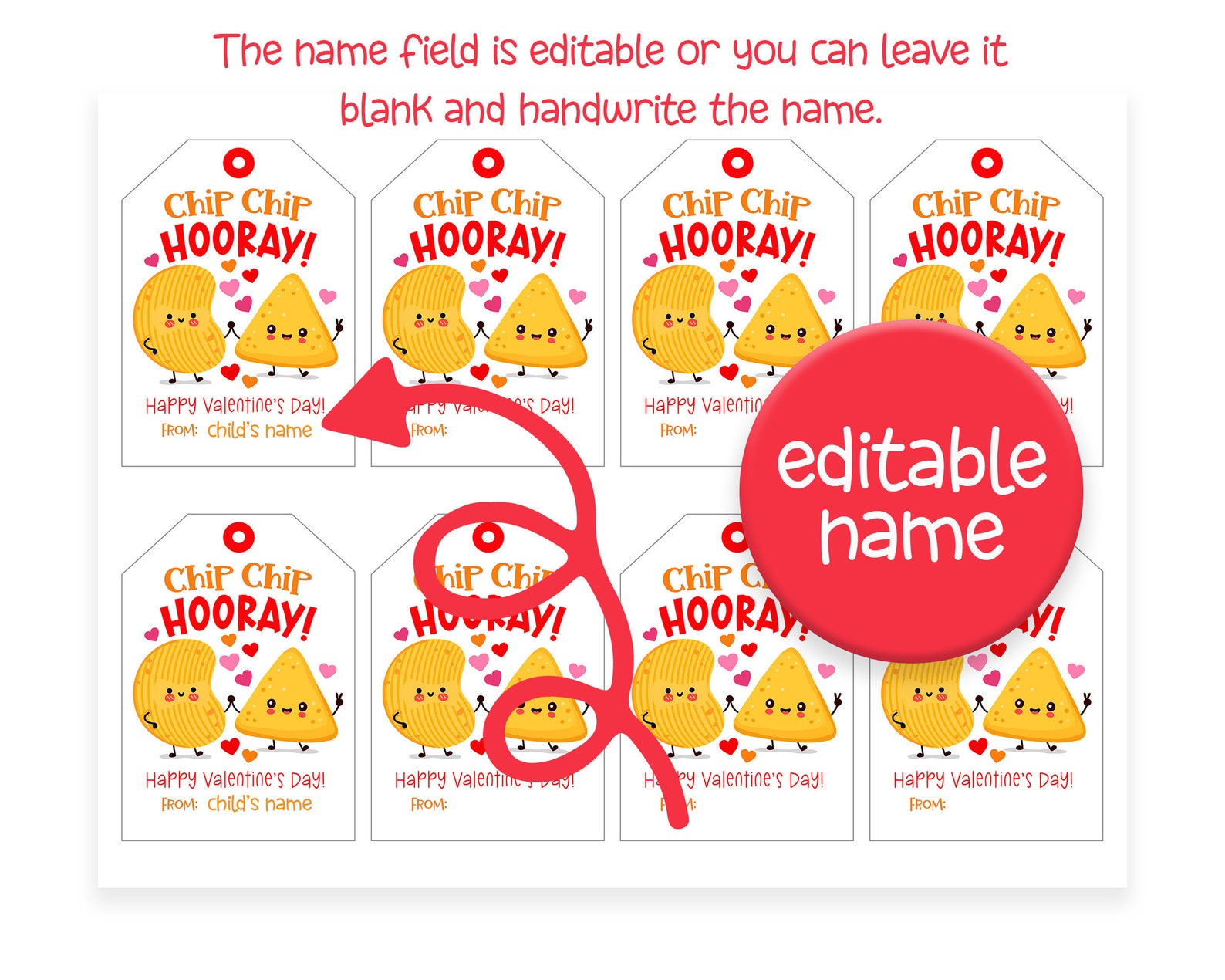 Chips Valentine Gift Tags - Kids Valentine Cards - Potato Chip ...