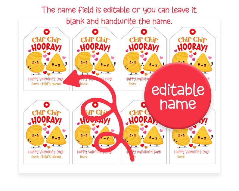 Chips Valentine Gift Tags - Kids Valentine Cards - Potato Chip ...