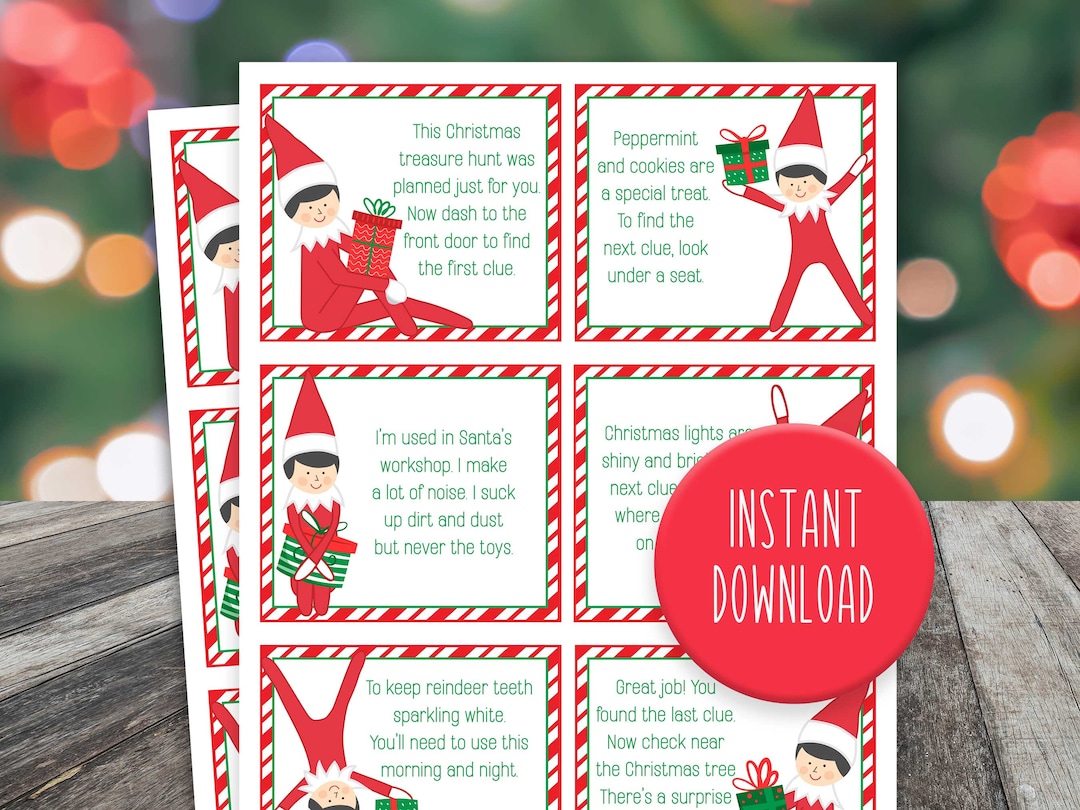 Christmas Treasure Hunt - Elf Treasure Hunt - Elf Scavenger Hunt ...