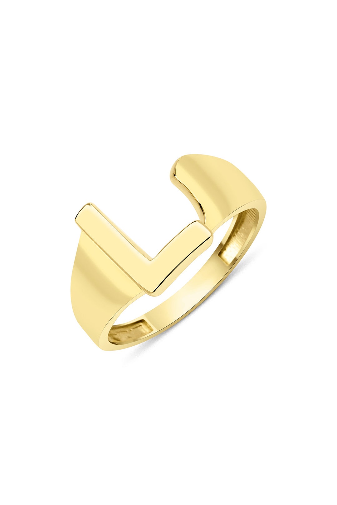 L Letter Ring, 14K GOLD Initial Solid Ring, Custom Monogram Ring, Woman ...