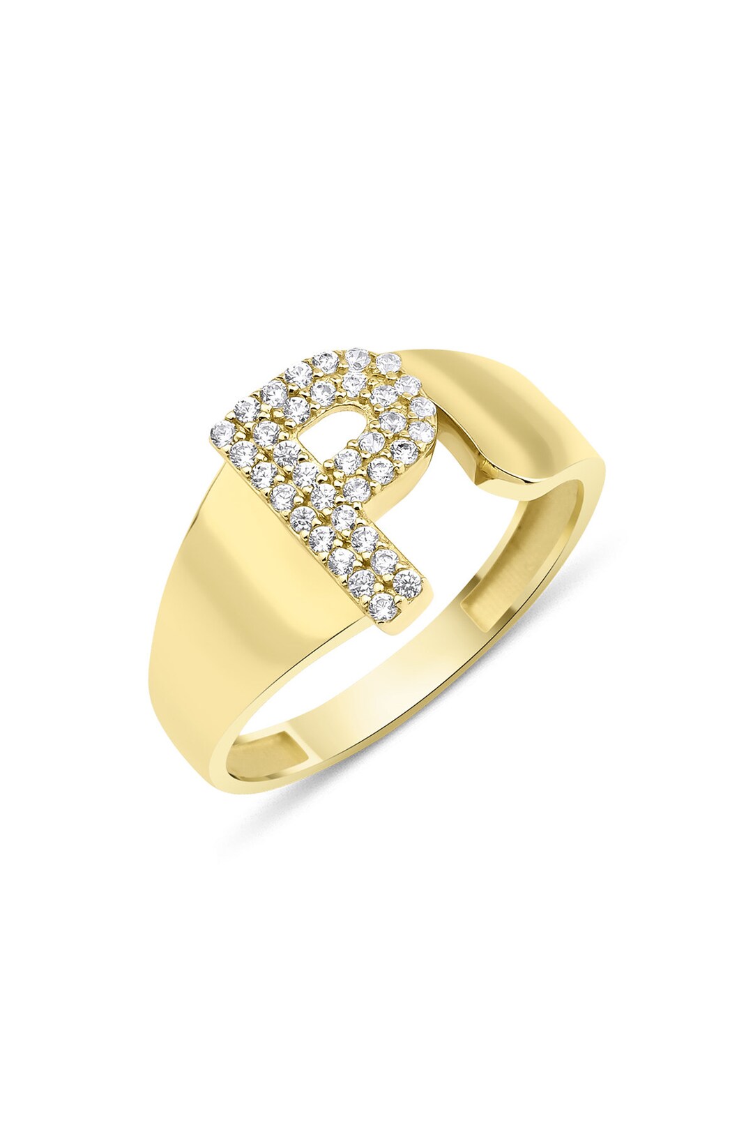 Stone P Letter Ring, 14K GOLD Initial Ring, Custom Monogram Ring, Woman ...