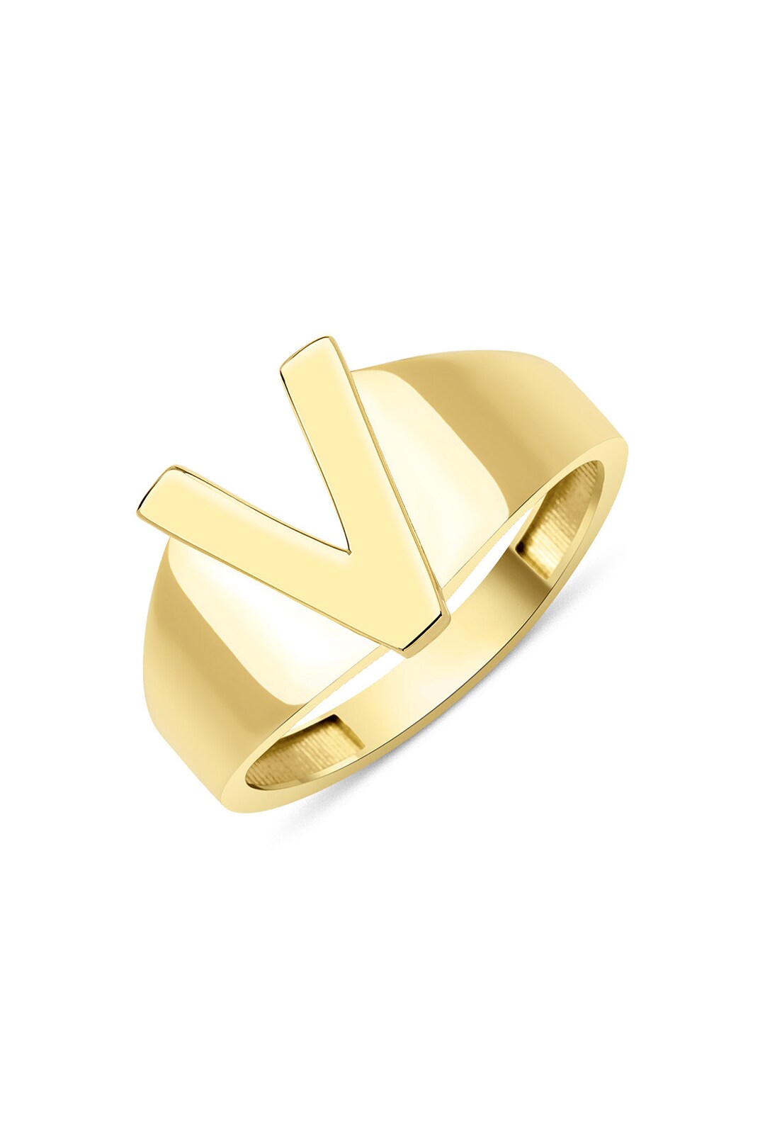 V Letter Ring, 14K GOLD Initial Ring, Custom Monogram Ring, Woman ...
