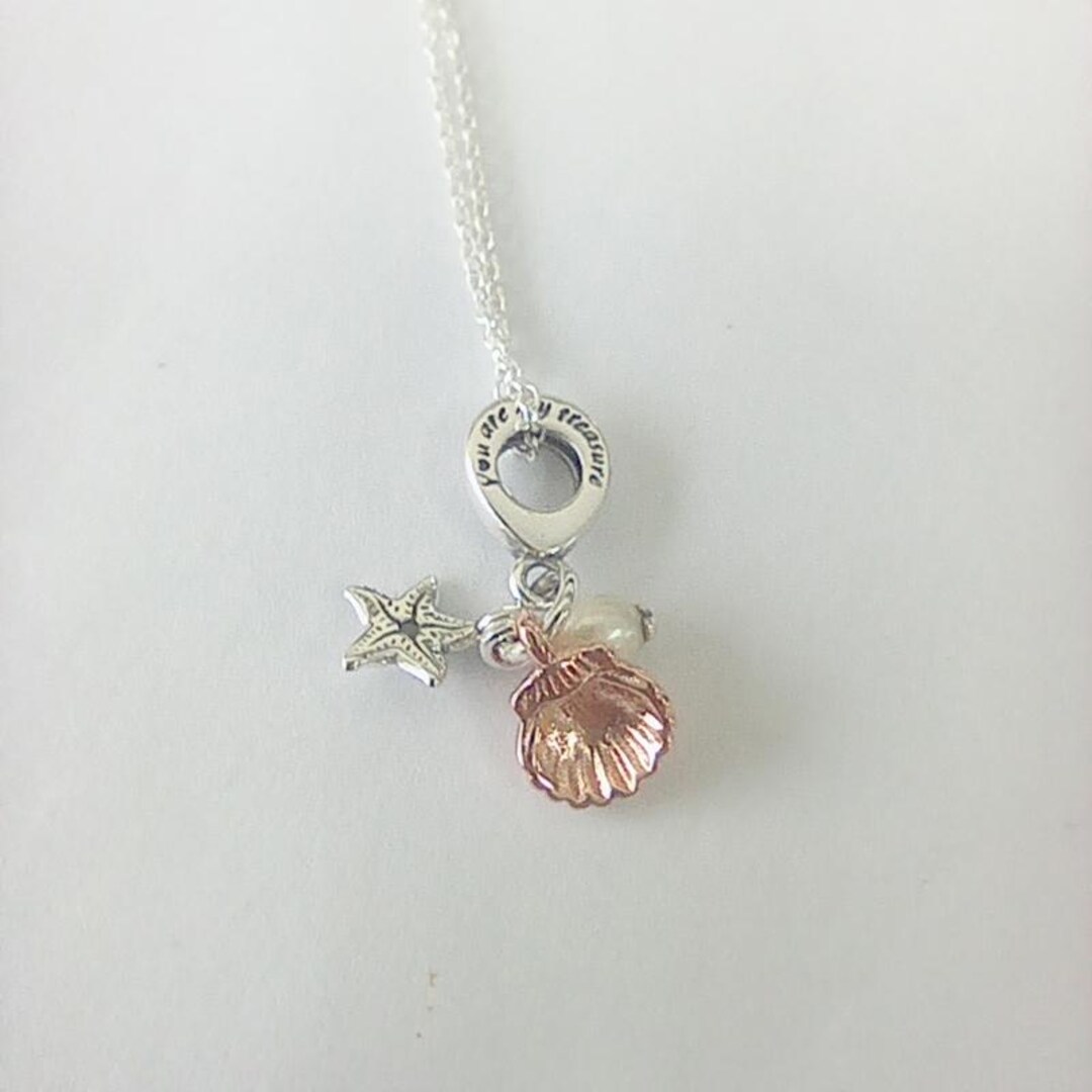Pandora ALE S925 Pearl Starfish and Shell Three-in-one Charm Necklace ...