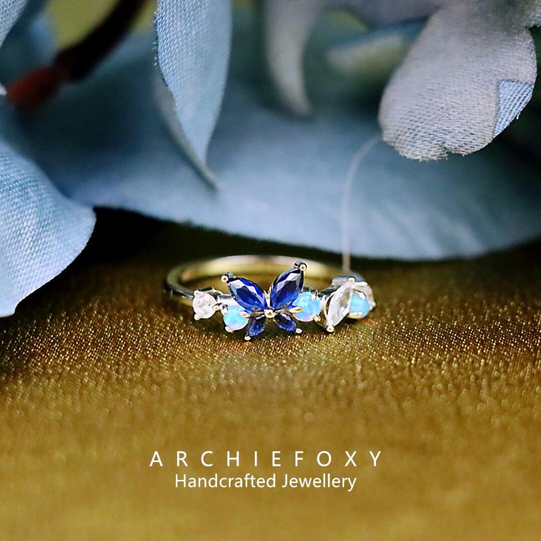 925 Sterling Silver Blue Opal Butterfly Ring,gifts for Her - Etsy