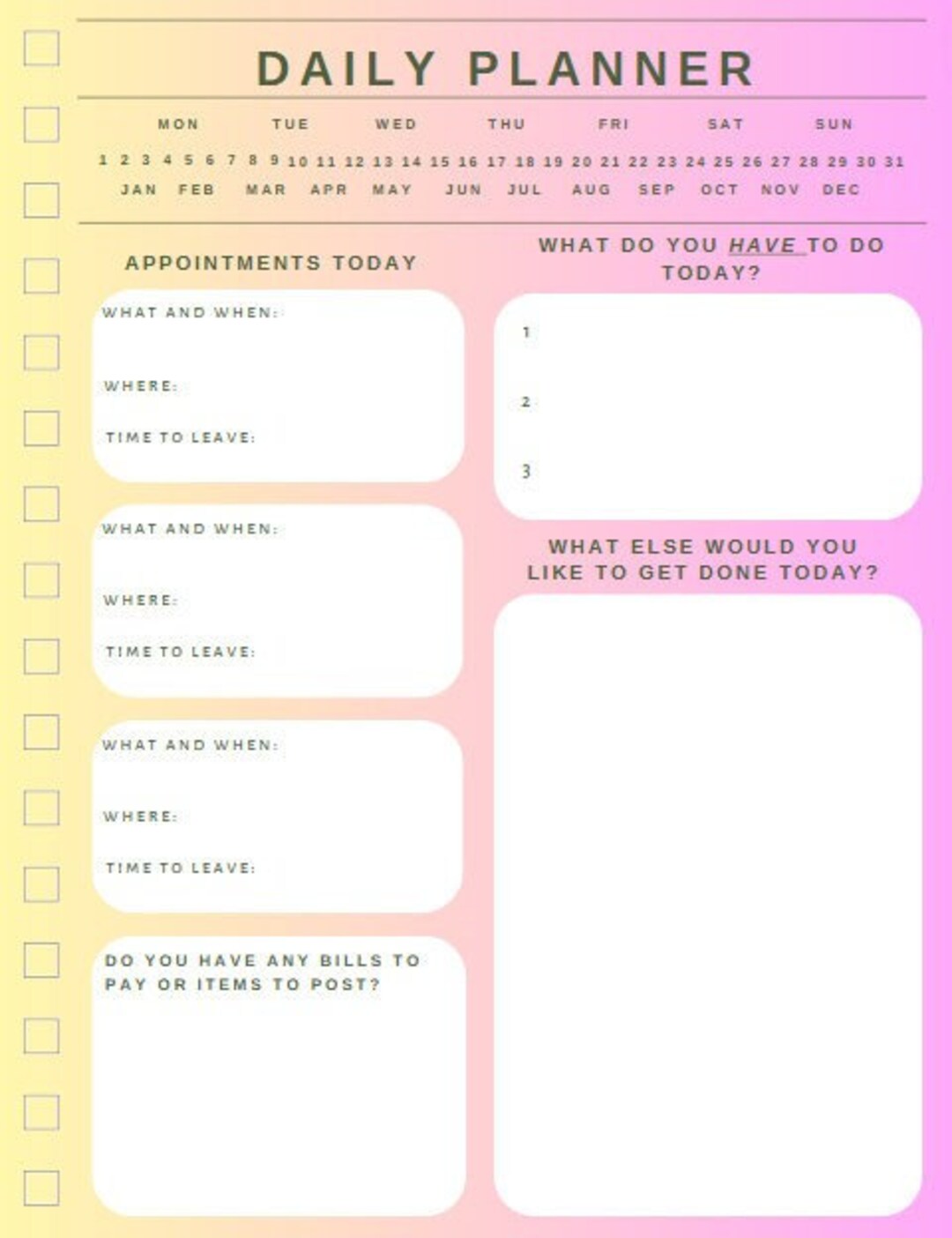 ADHD Planner ADHD Daily Planner - Simple Printable Planner - Etsy