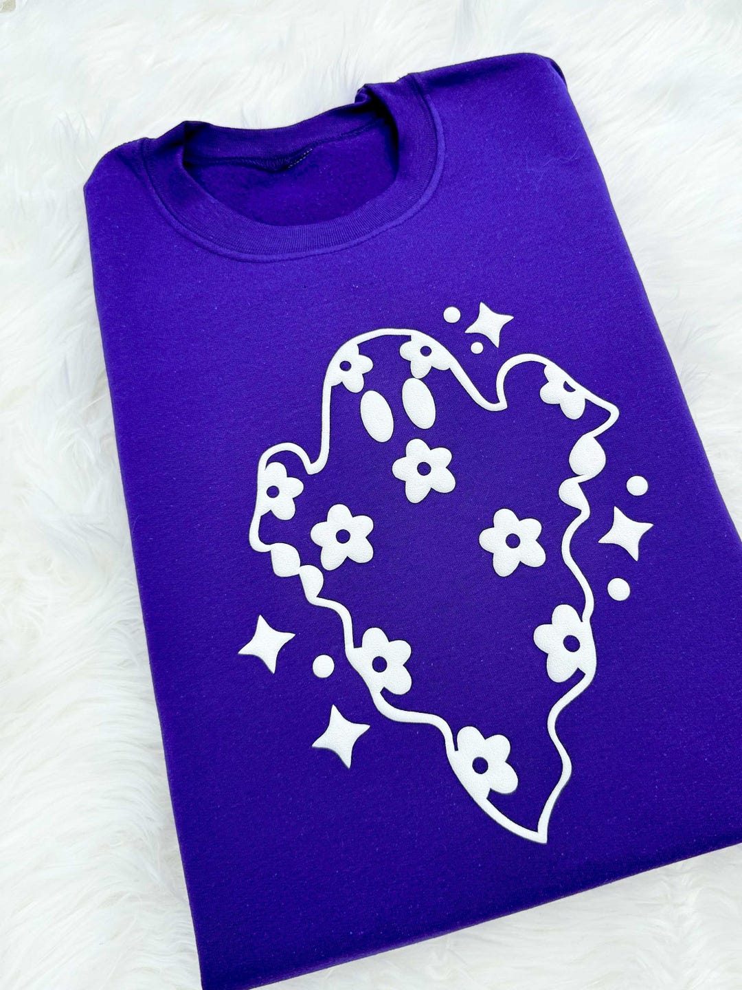 Puff 3D Floral Ghost Sweatshirt, Floral Ghost Shirt,embossed Halloween ...