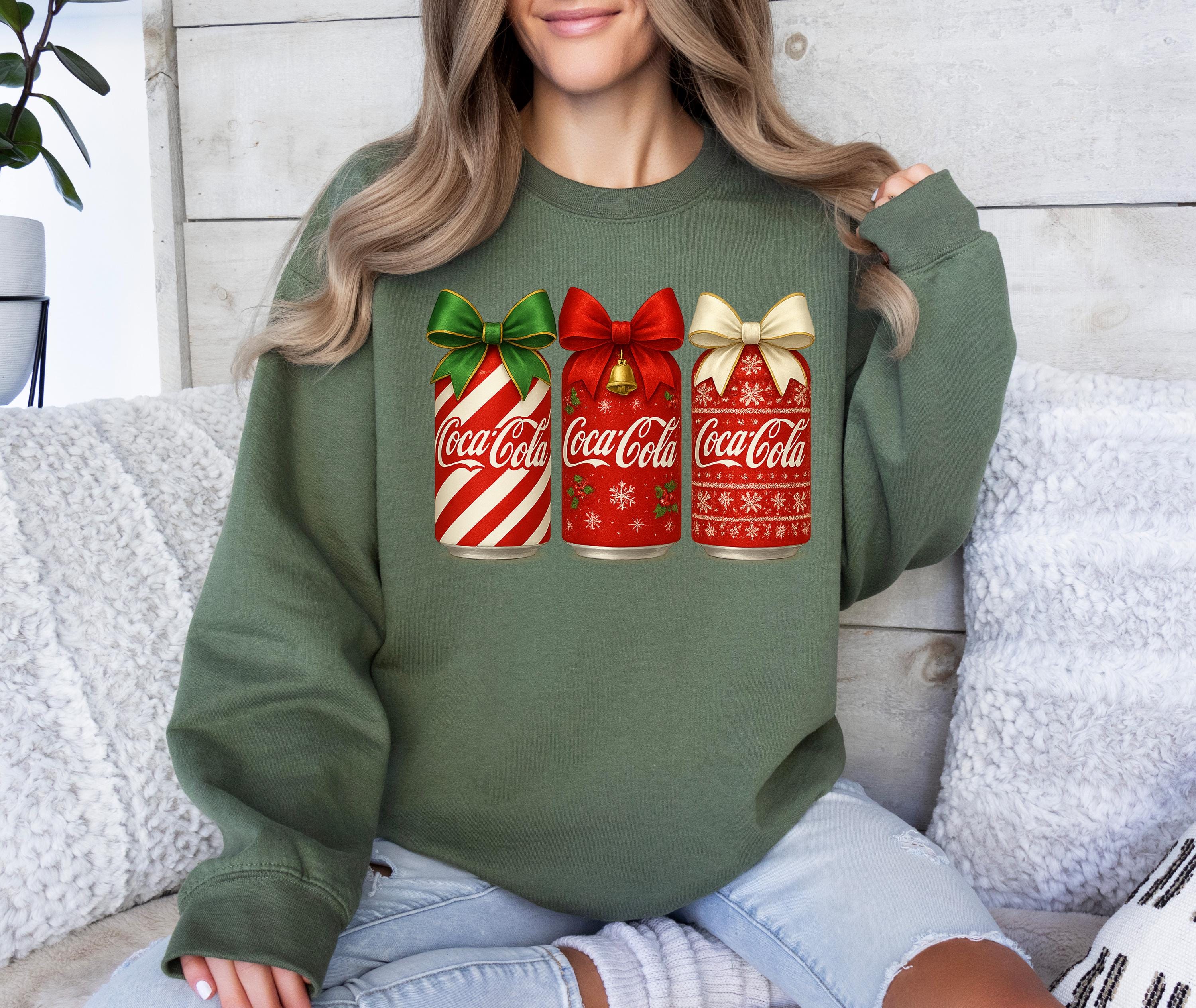 Christmas Coke Tree Sweatshirt, Merry and Caffeinated Coke Shirt, Cute ...