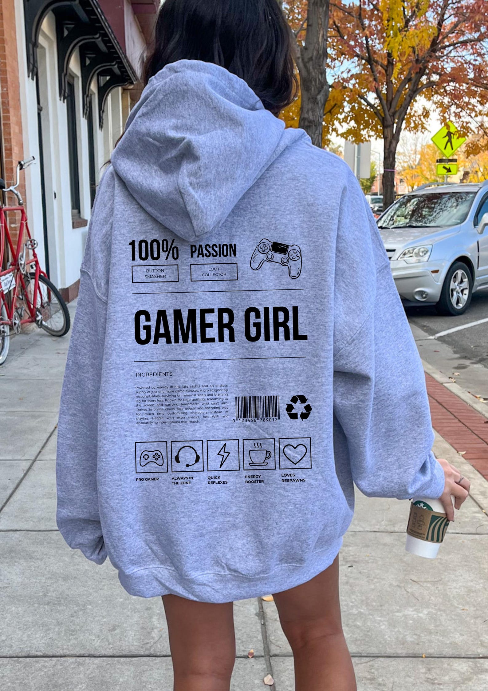 Gamer Girl Hoodie, Funny Back Print Sweatshirt, Cute Gaming Oversized ...