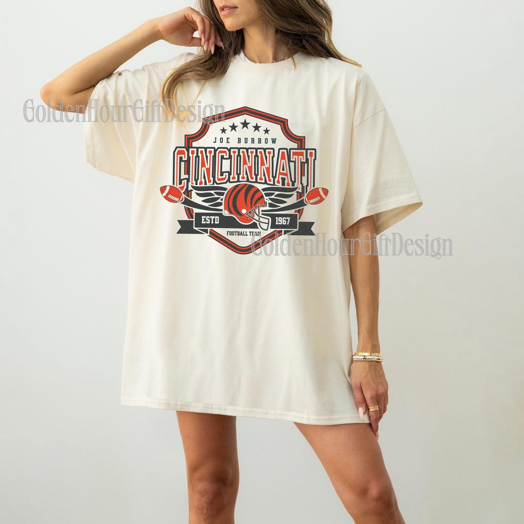 Joe Burrow Vintage Cincinnati Football Shirt, Quarterback Fan Tee ...