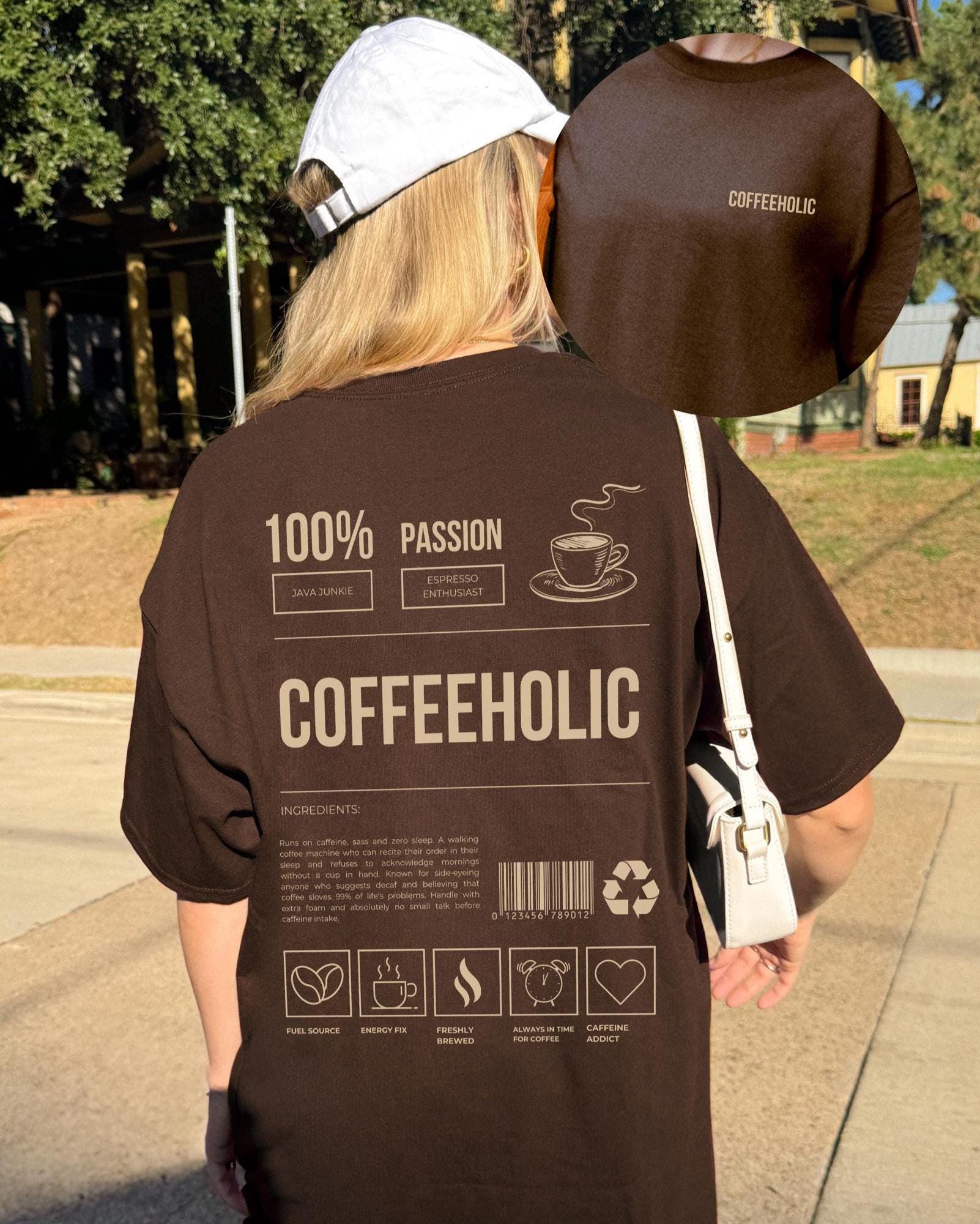 Coffeeholic Shirt, Coffee Lover Back Print, Barista Gift - Etsy
