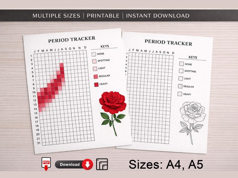 A5 Period Tracker | Yearly Period Tracker for Girls | Editable Canva ...