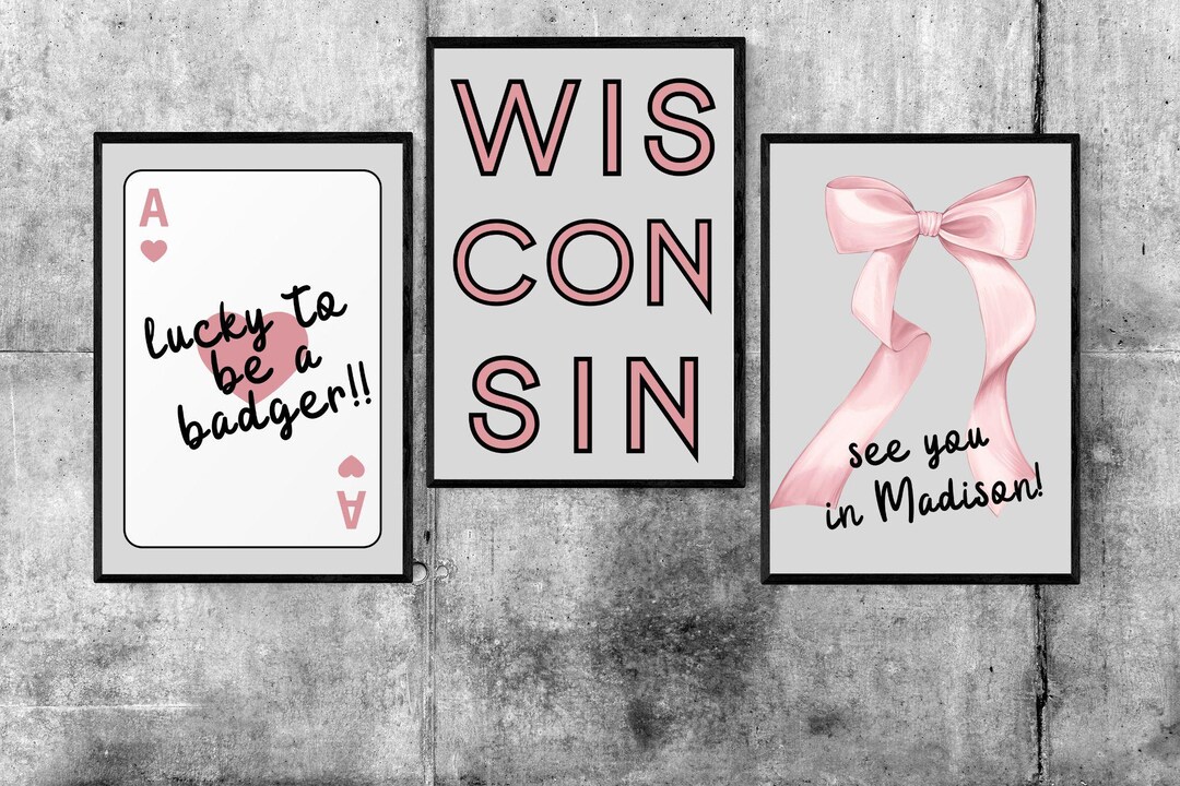University of Wisconsin Prints, Wisco Dorm Decor, Trendy UW Madison ...
