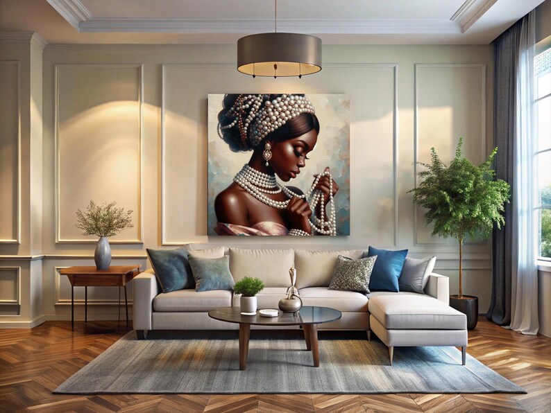 Colorful ‘girl With a Pearl Necklace’ Digital Art Set - 5 High ...