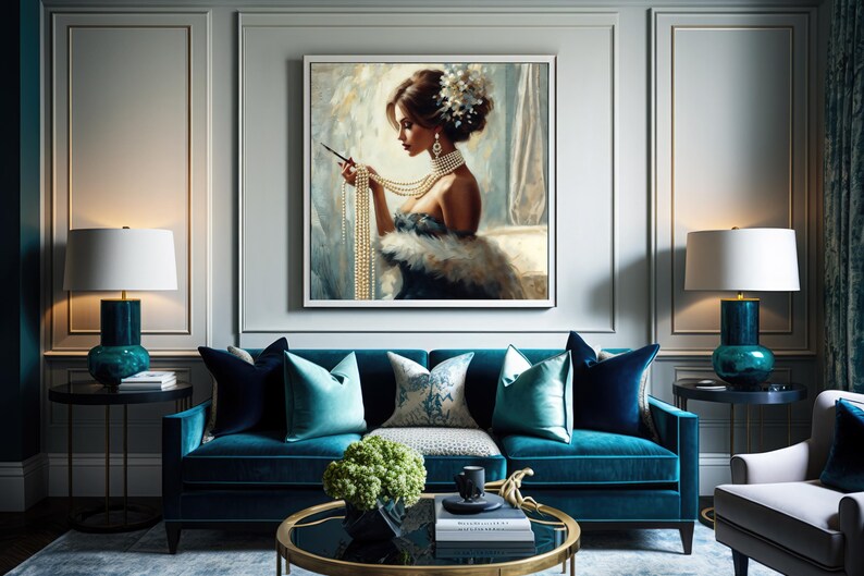 Colorful ‘girl With a Pearl Necklace’ Digital Art Set - 5 High ...