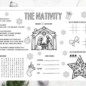 Nativity Activity Placemat Printable| Christmas Colouring Page for Kids ...