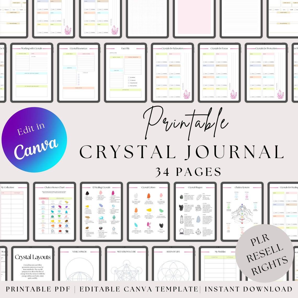 Crystal Journal| Crystal Digital Chart| Crystal Planner| Crystal Guide ...
