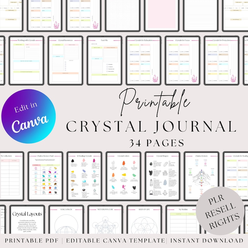 Crystal Journal| Crystal Digital Chart| Crystal Planner| Crystal Guide ...